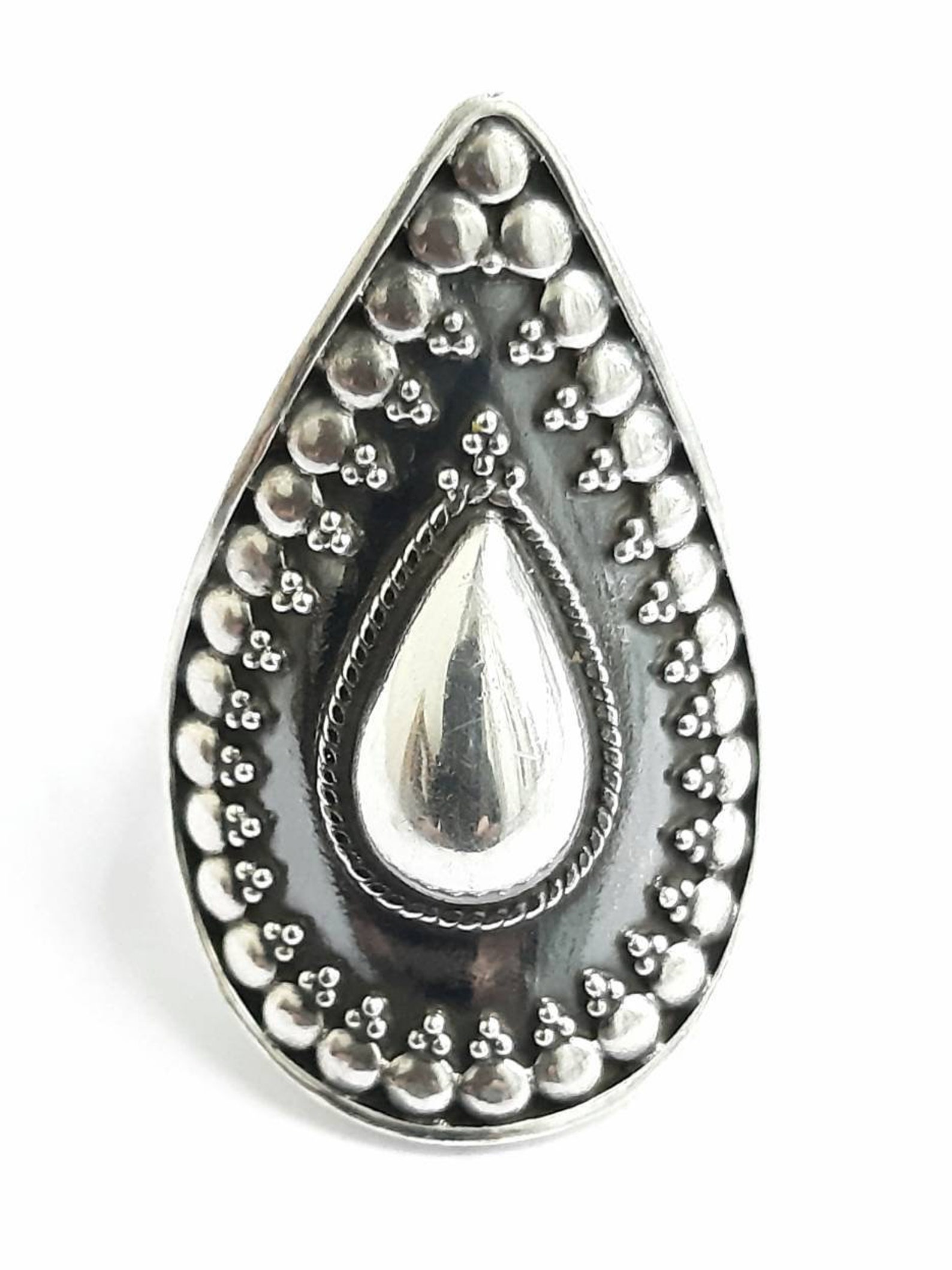 Teardrop Ring 925 Sterling Silver Adjustable Large Teardrop - Etsy