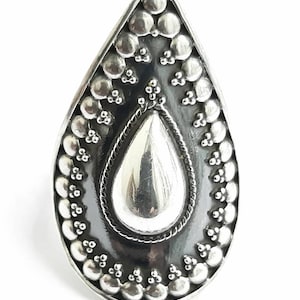 Teardrop Ring 925 Sterling Silver Adjustable Large Teardrop Ring Big ...