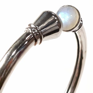 Moonstone Bracelet Torque Bangle Sterling Silver Cuff Bangle Adjustable ...
