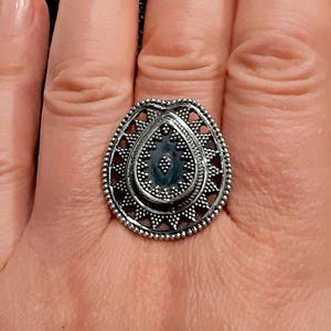Teardrop Ring Sterling Silver Ring Adjustable Ring Large Teardrop Ring ...