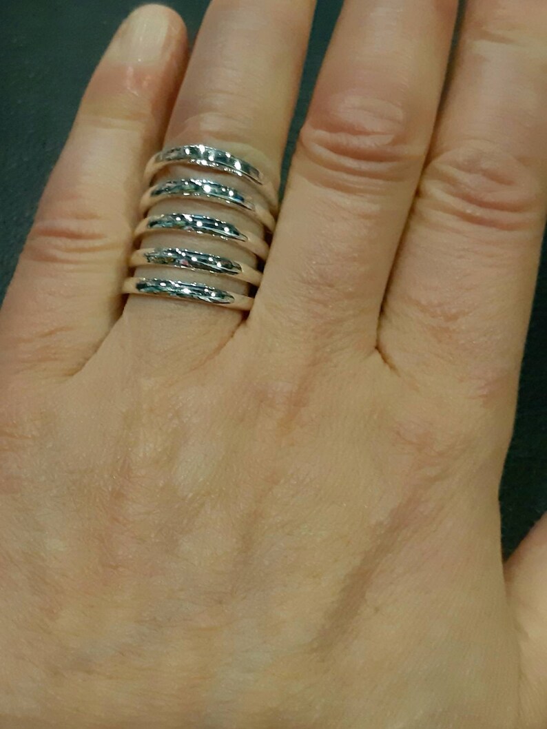 Five Bands Ring Sterling Silver Adjustable Unisex Thumb Ring - Etsy