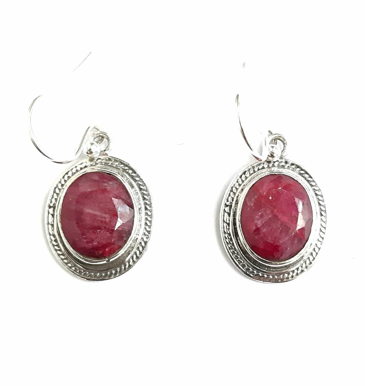 Ruby Earrings 925 Sterling Silver Earrings Ruby Dangle - Etsy Sweden