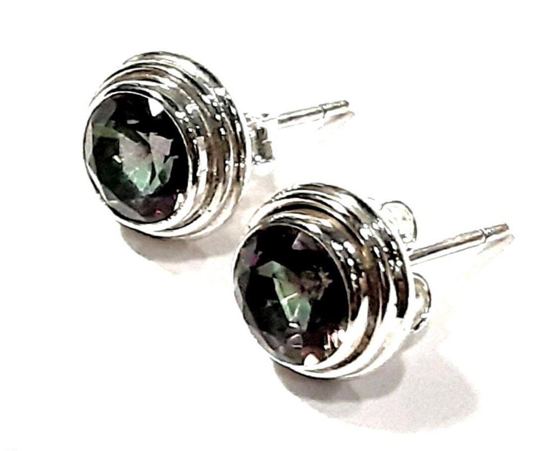 Pendientes de topacio místico Pendientes de plata de ley Pendientes de ...