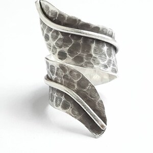 Leaf Ring Sterling Silver Ring Adjustable Band Open Band Wide Band Ring ...