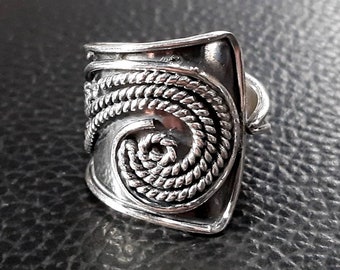 Spiral Ring Sterling Silver Infinity Ring Waves Ring Adjustable Greek ...