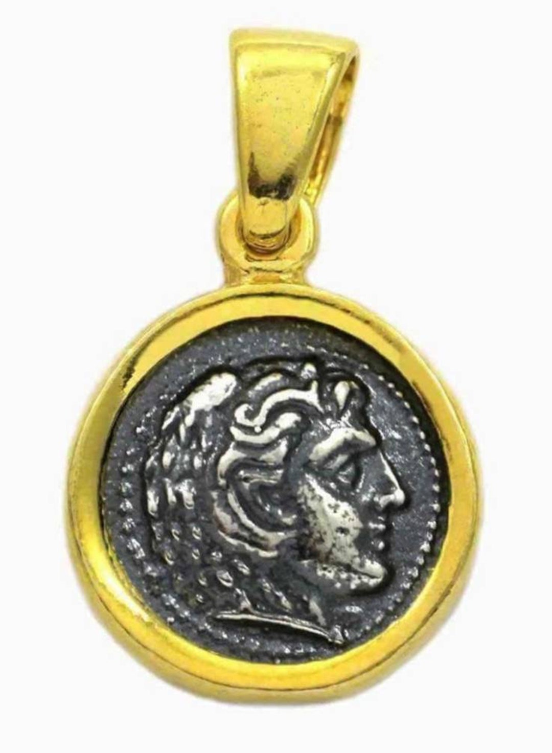 Alexander the Great Coin Necklace Grecian Coin Medallion Gold Sterling ...