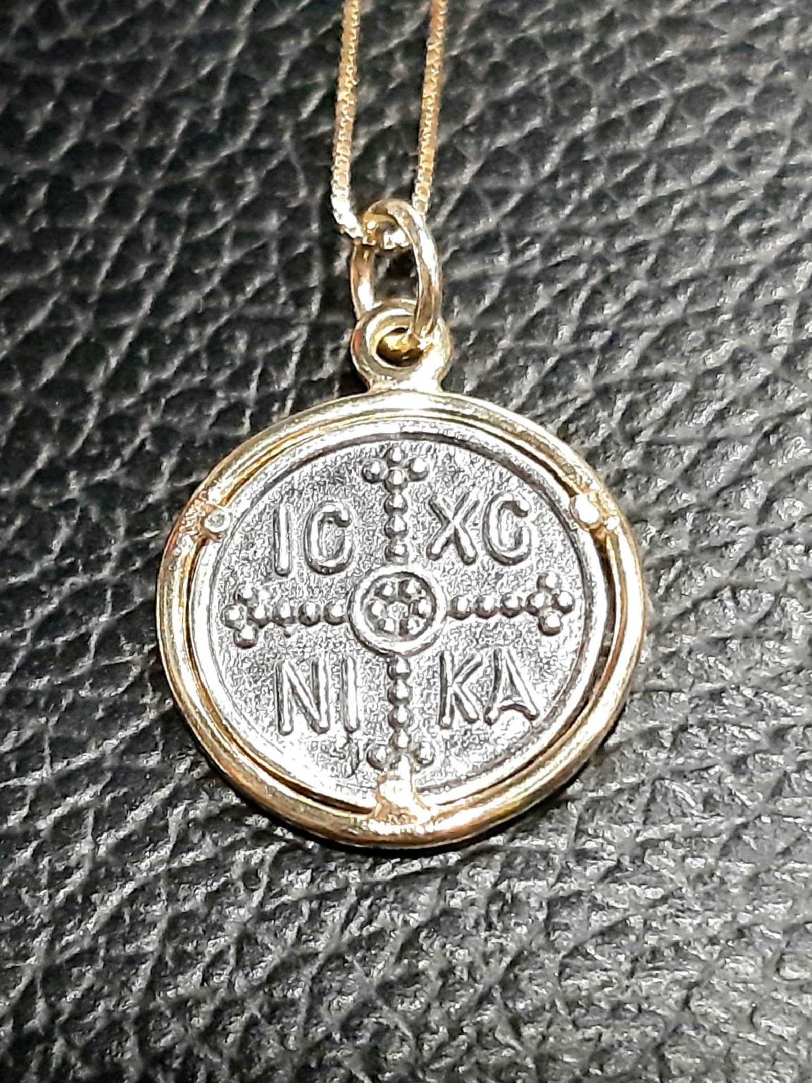 Constantine Coin Necklace Konstantinato Byzantine Gold | Etsy
