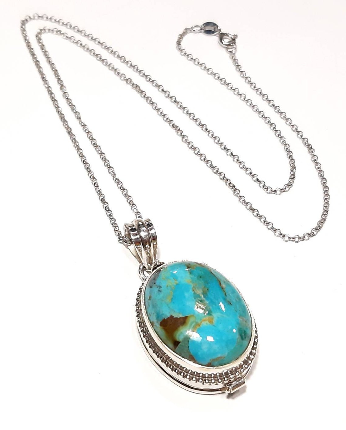 Tibetan Turquoise Photo Locket Necklace Sterling Silver - Etsy