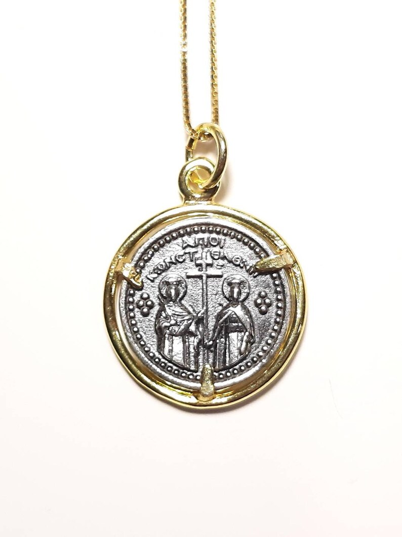 Constantine Coin Necklace Konstantinato Byzantine Gold | Etsy