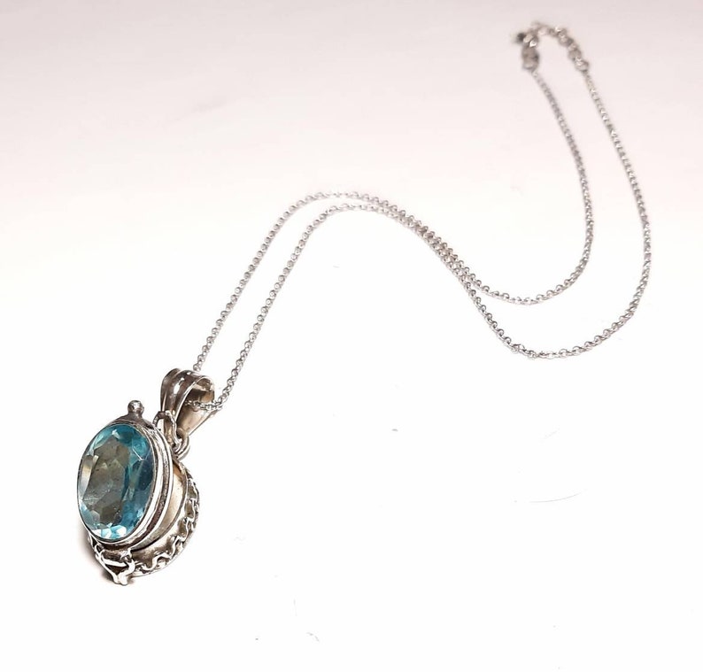 Blue Topaz Photo Locket Necklace 925 Sterling Silver Locket - Etsy