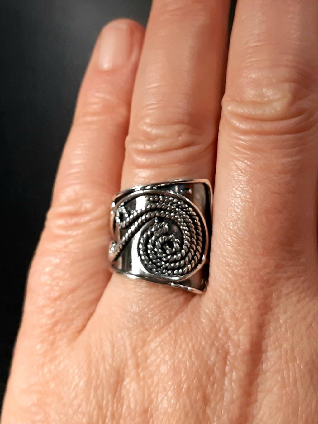 Spiral Ring Sterling Silver Infinity Ring Waves Ring Adjustable Greek ...