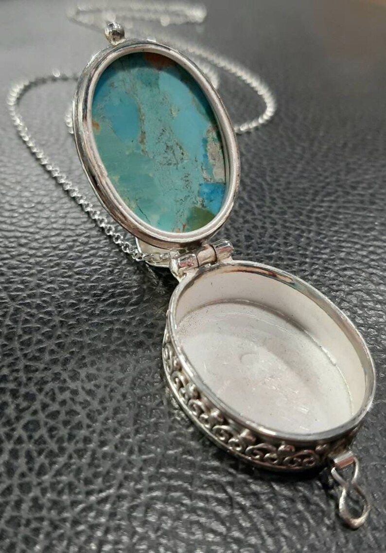 Tibetan Turquoise Photo Locket Necklace Sterling Silver | Etsy