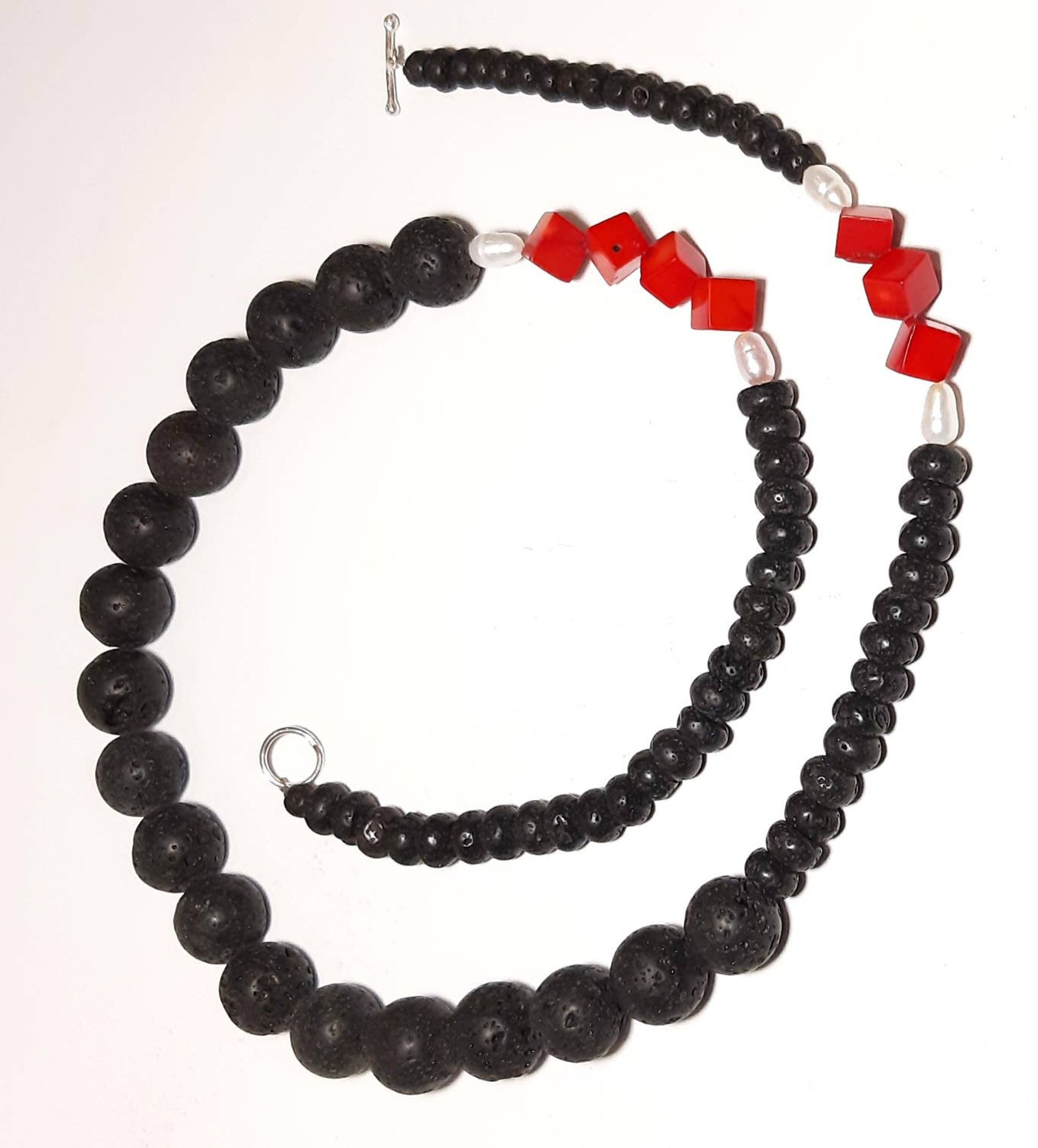 Long black lava necklace Asymmetrical Santorini lava jewels | Etsy