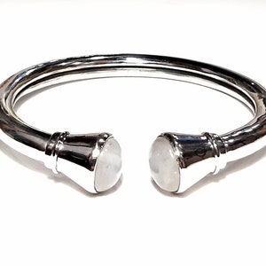 Moonstone Bracelet Torque Bangle Sterling Silver Cuff Bangle Adjustable ...