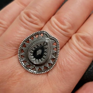 Teardrop Ring Sterling Silver Ring Adjustable Ring Large Teardrop Ring ...