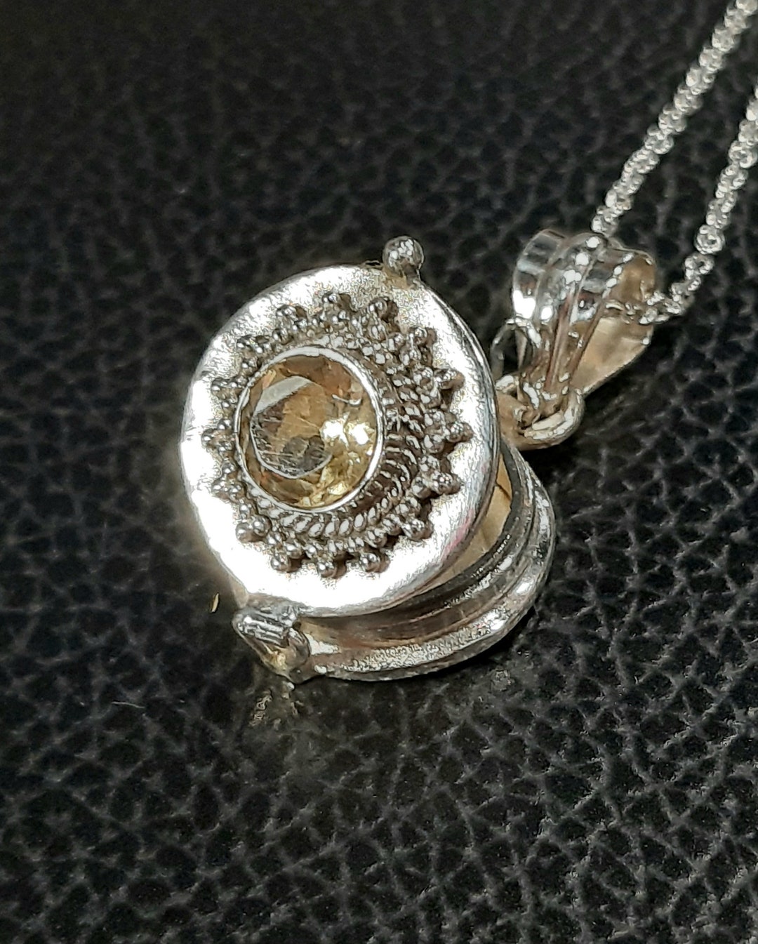 Citrine Photo Locket Necklace Sterling Silver Locket Keepsake Locket ...