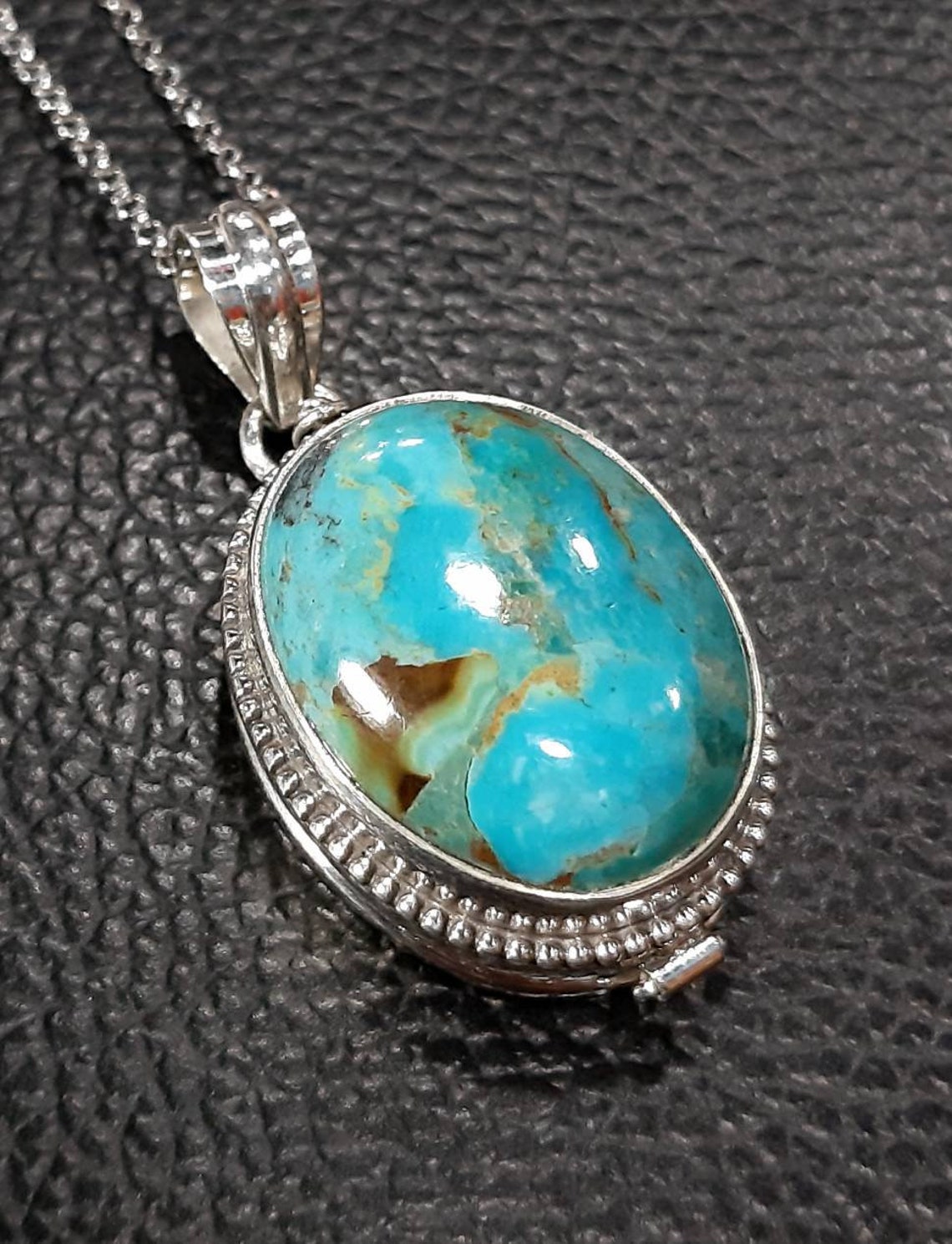 Tibetan Turquoise Photo Locket Necklace Sterling Silver - Etsy