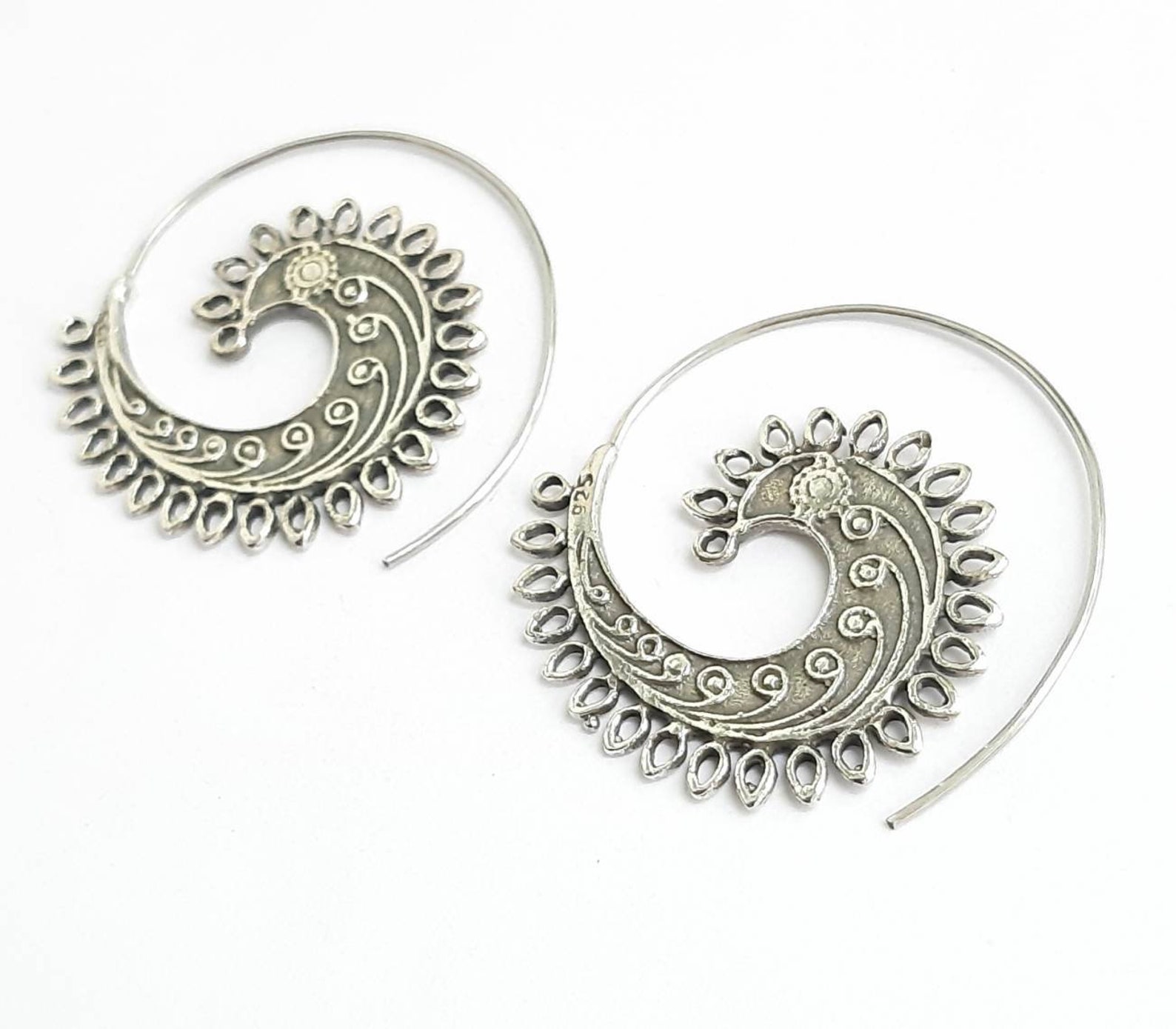 Filigree Hoop Earrings 925 Sterling Silver Filigree Hoops - Etsy UK