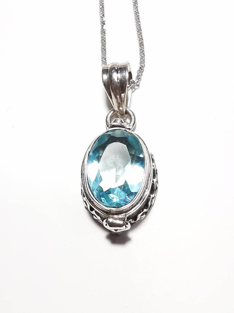 Blue Topaz Photo Locket Necklace 925 Sterling Silver Locket - Etsy