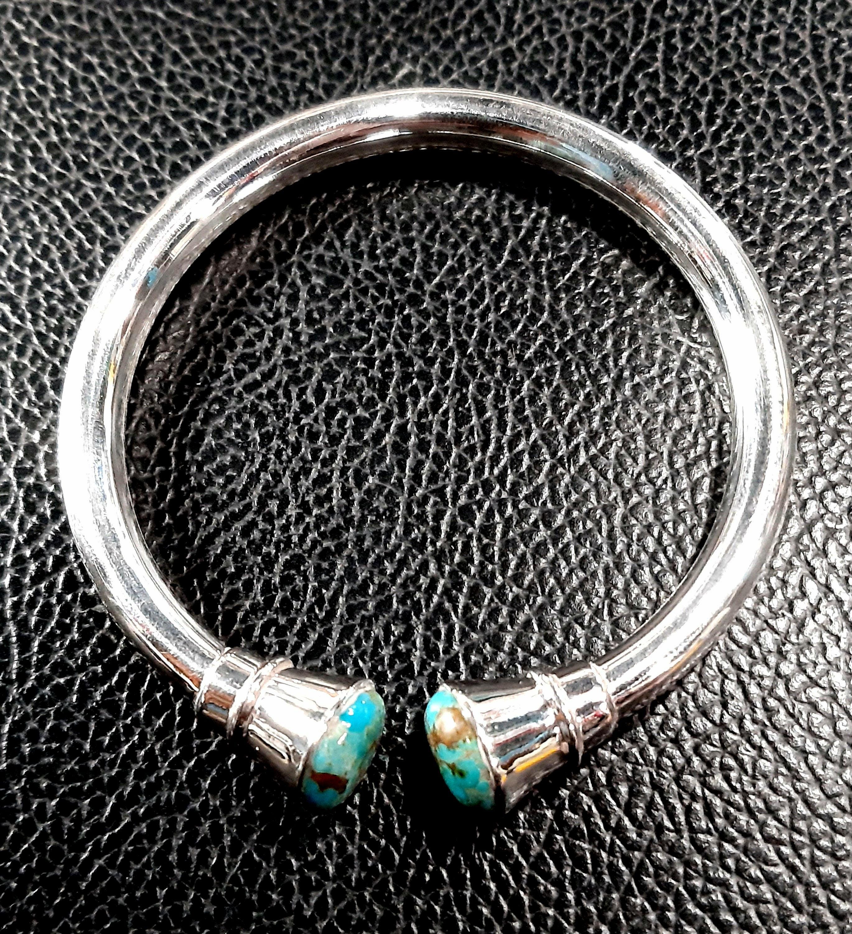 Tibetan Turquoise Bracelet Torque Bangle Sterling Silver Cuff ...