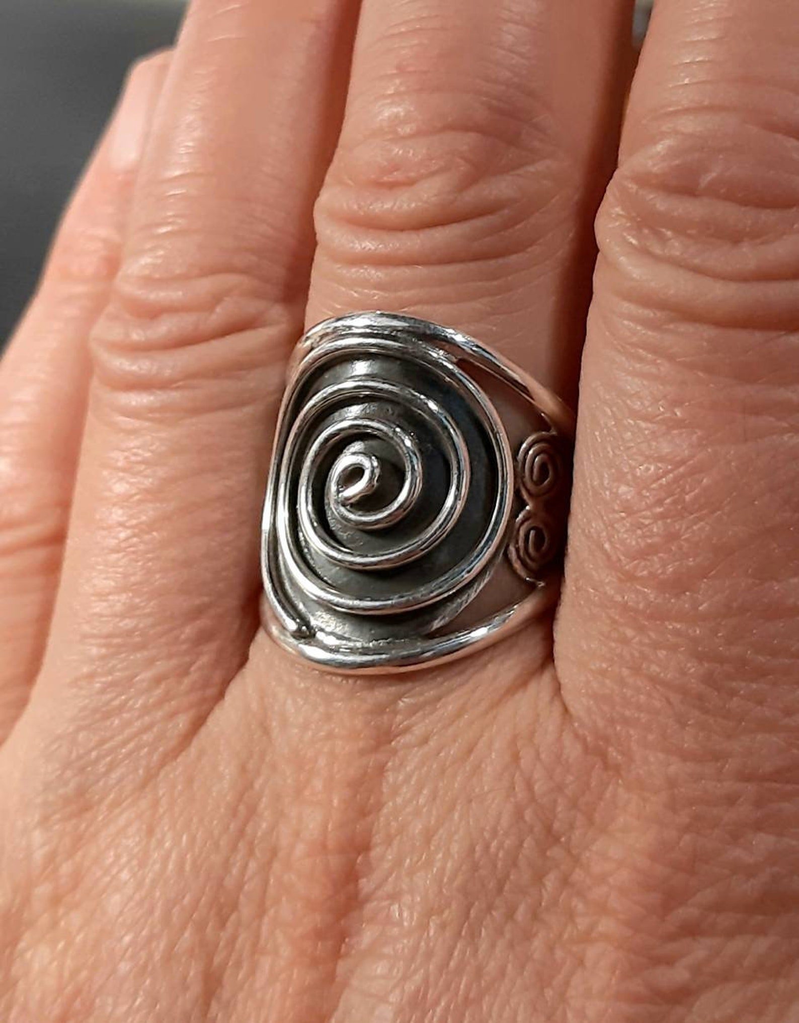 Spiral Ring Sterling Silver Band Infinity Ring Adjustable Band - Etsy