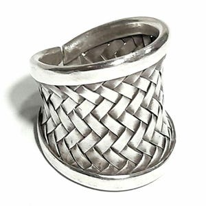 Net Ring Sterling Silver Ring Unisex Adjustable Ring Woven Band Weave ...
