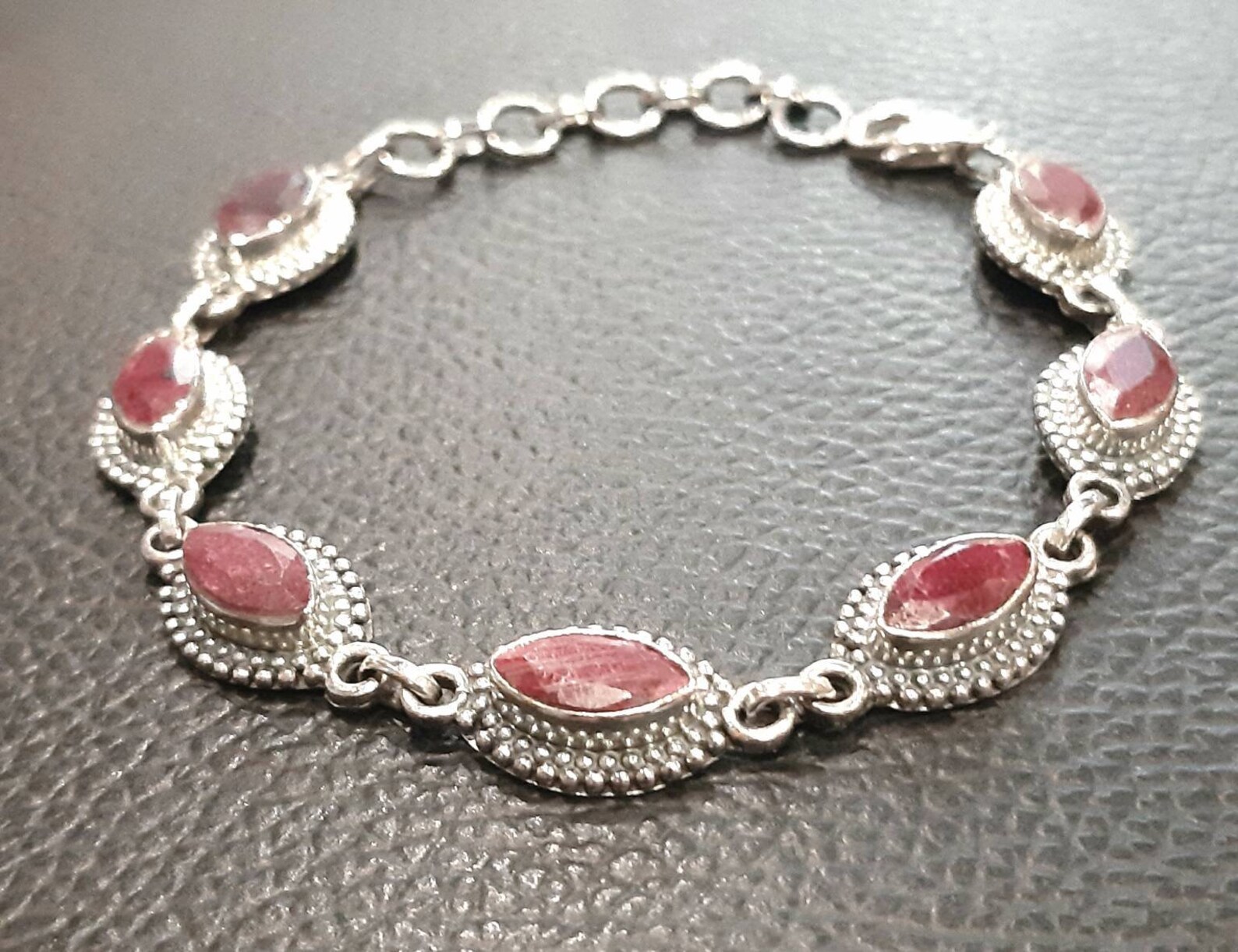 Ruby Bracelet Sterling Silver Ruby Gemstones Bracelet Genuine - Etsy