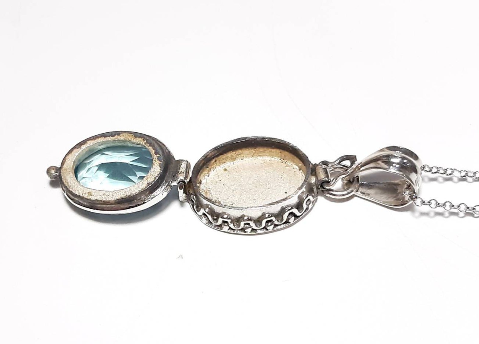 Blue Topaz Photo Locket Necklace 925 Sterling Silver Locket - Etsy