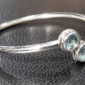Blue Topaz Bracelet Torque Bangle 925 Sterling Silver Cuff Bangle Adjustable Open Bangle Blue ...