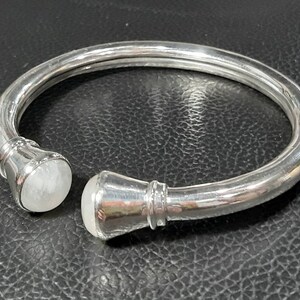Moonstone Bracelet Torque Bangle Sterling Silver Cuff Bangle Adjustable ...