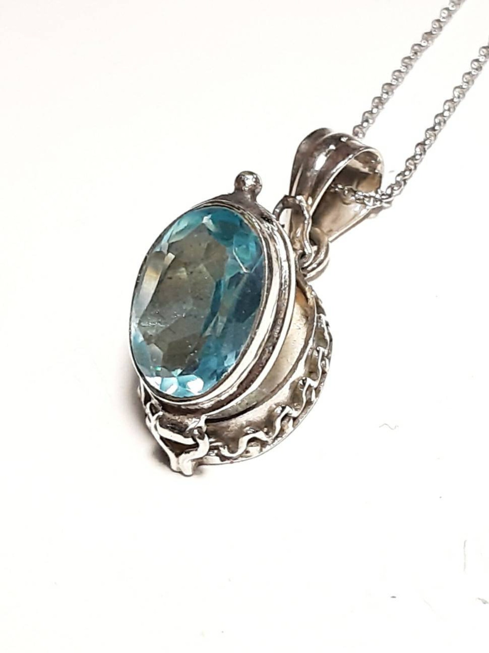 Blue Topaz Photo Locket Necklace 925 Sterling Silver Locket - Etsy
