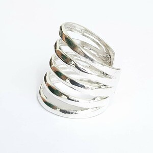 Five Bands Ring Sterling Silver Adjustable Unisex Thumb Ring Open Band ...