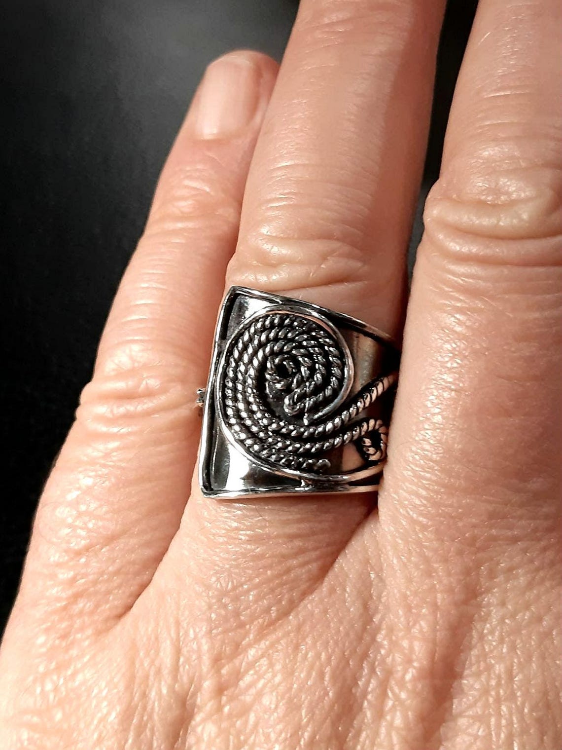 Spiral Ring Sterling Silver Infinity Ring Waves Ring Adjustable Greek ...