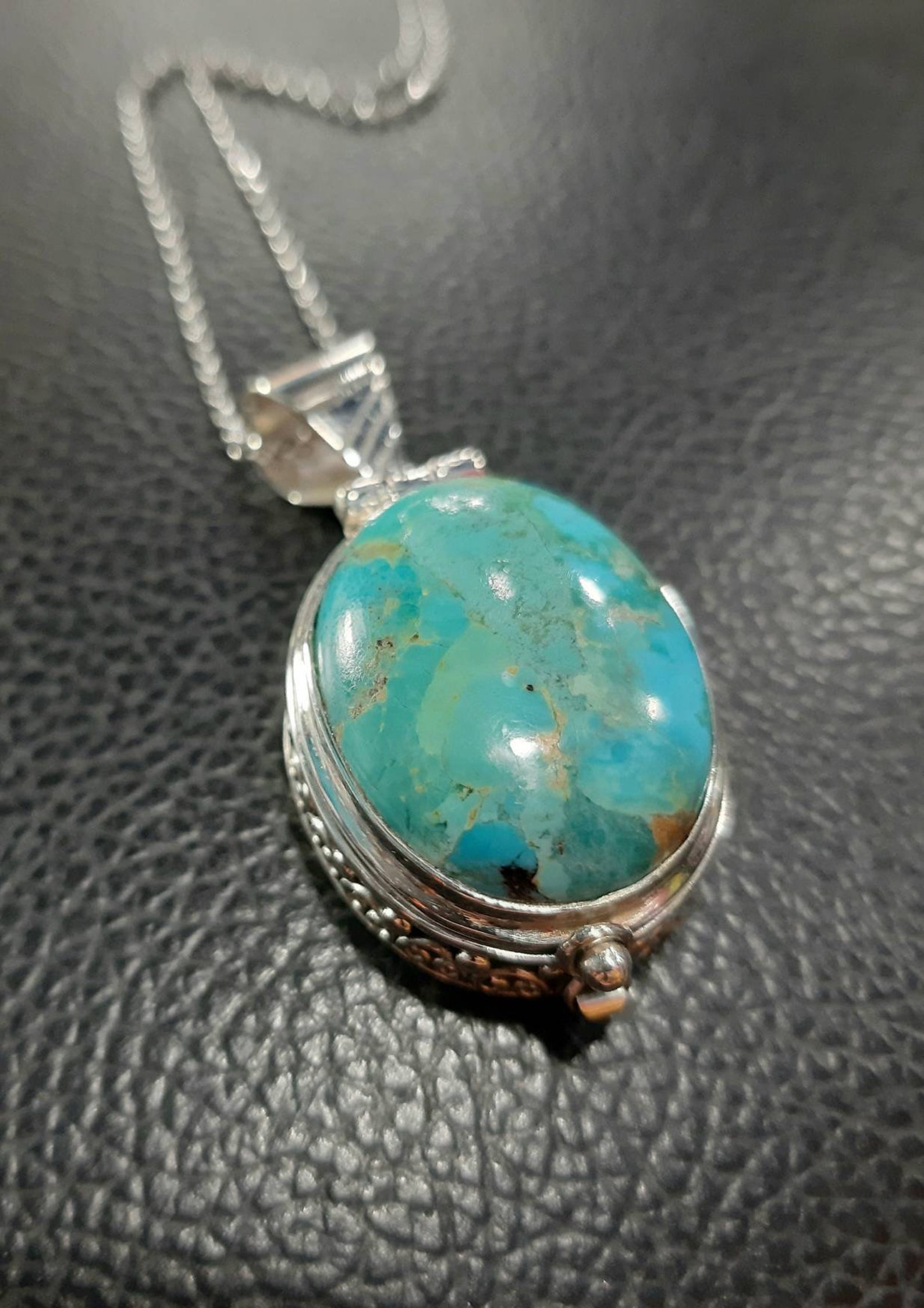 Tibetan Turquoise Photo Locket Necklace Sterling Silver | Etsy