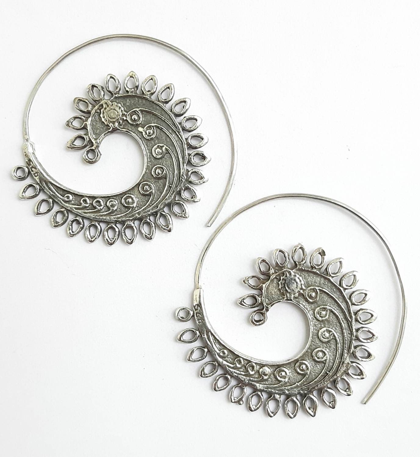 Filigree Hoop Earrings 925 Sterling Silver Filigree Hoops - Etsy UK
