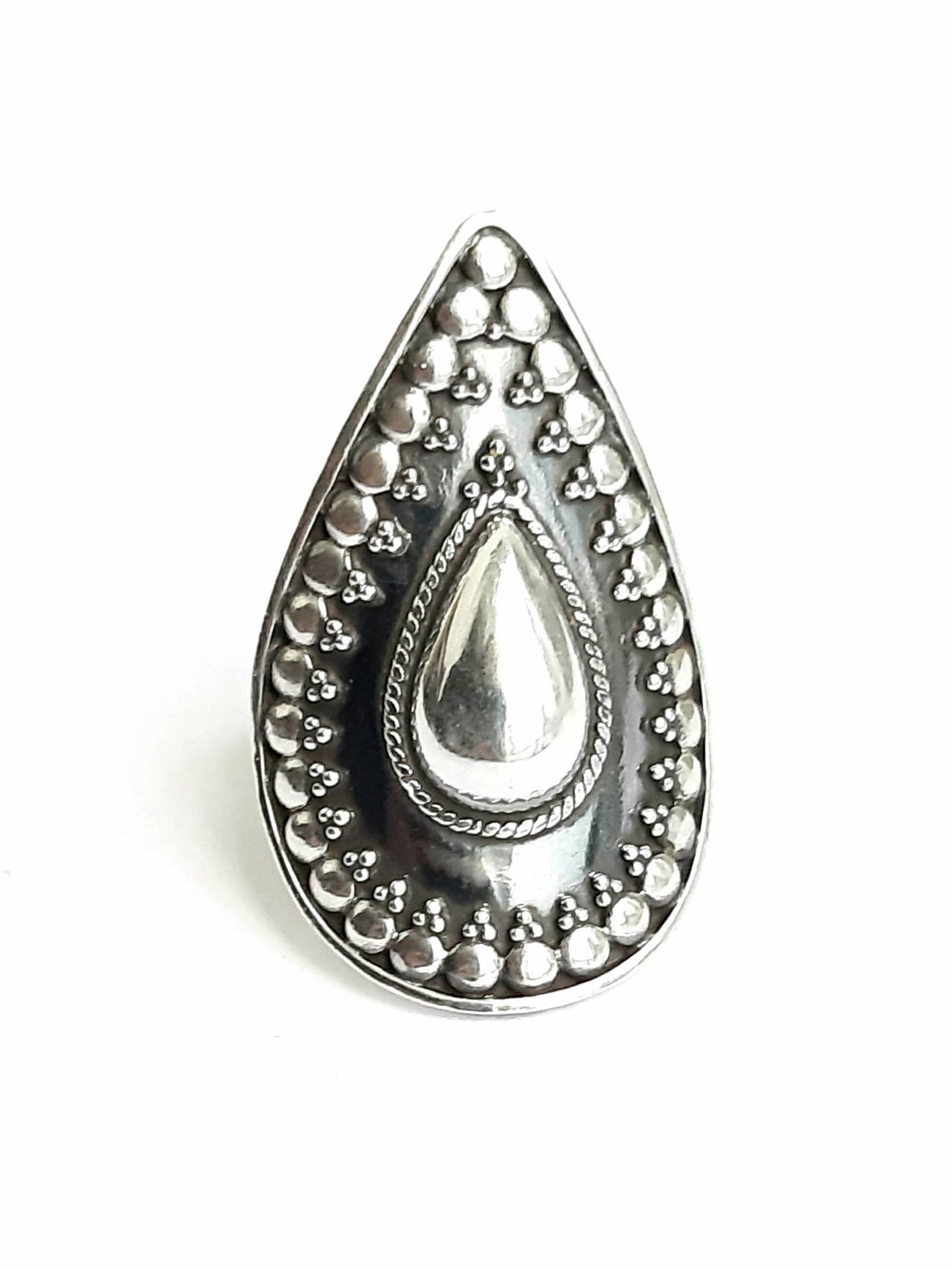 Teardrop Ring 925 Sterling Silver Adjustable Large Teardrop - Etsy