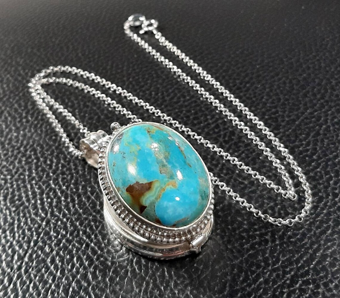 Tibetan Turquoise Photo Locket Necklace Sterling Silver - Etsy