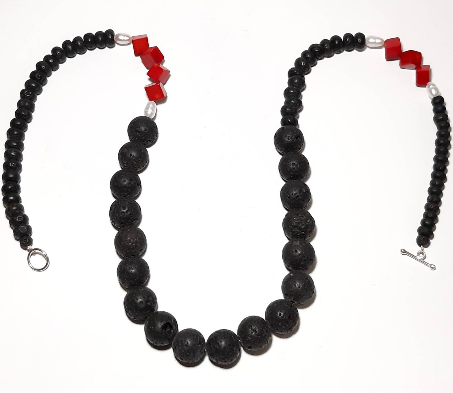 Long black lava necklace Asymmetrical Santorini lava jewels | Etsy