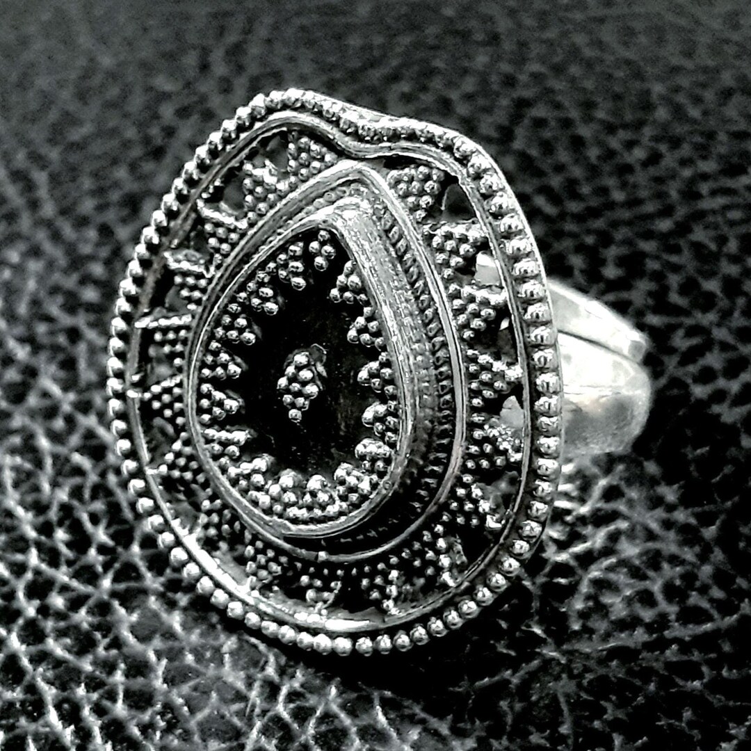 Teardrop Ring Sterling Silver Ring Adjustable Ring Large Teardrop Ring ...