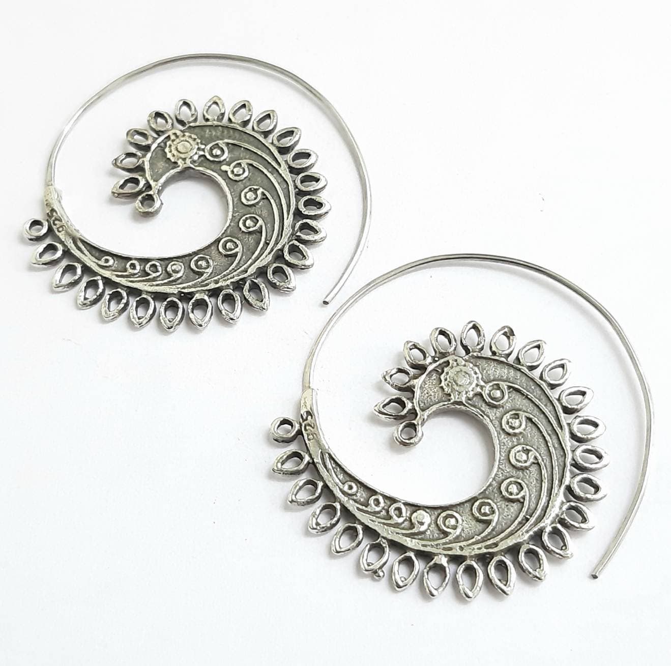 Filigree hoop earrings 925 Sterling silver Filigree hoops | Etsy