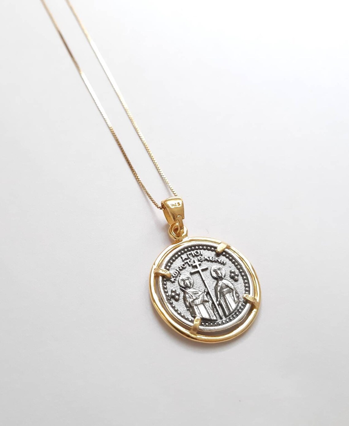 Constantine Coin Necklace Konstantinato Byzantine Gold - Etsy