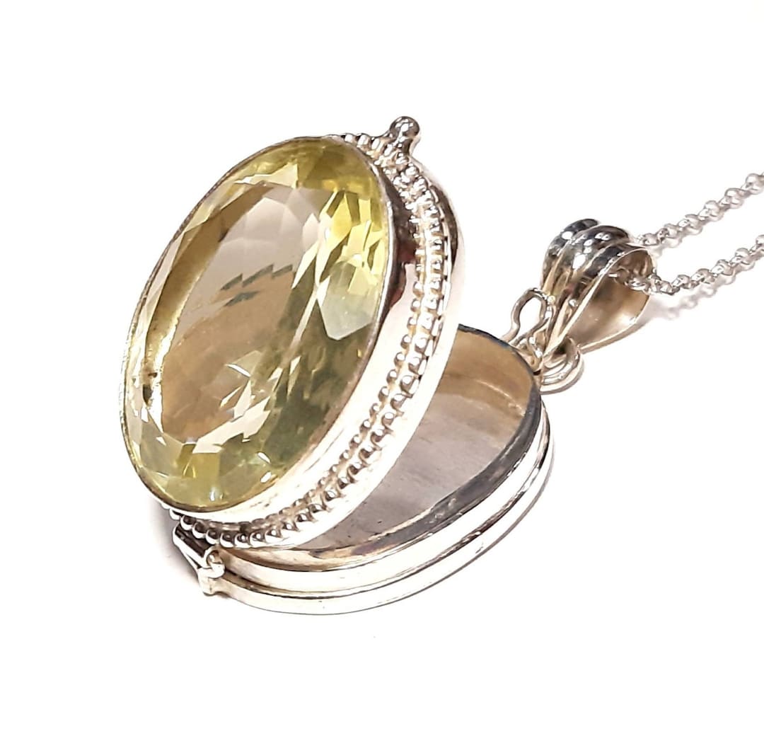 Citrine Photo Locket Necklace Sterling Silver Locket Keepsake - Etsy