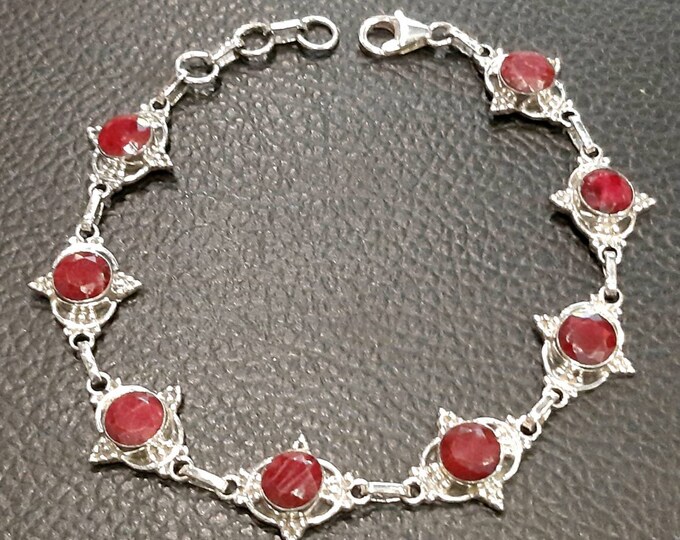 Ruby Bracelet Sterling Silver Ruby Gemstones Bracelet Genuine Ruby July ...