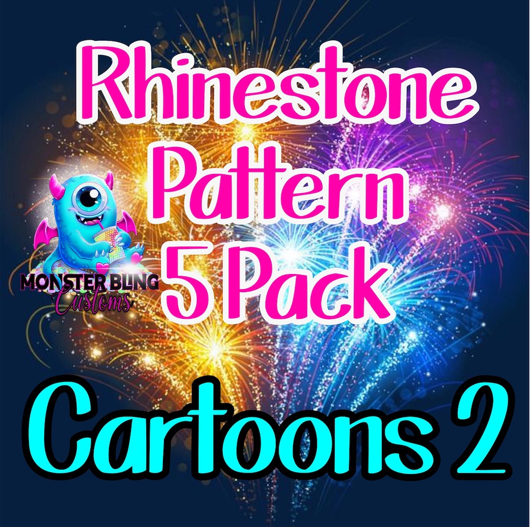 Rhinestone Tumbler Pattern PACK! 5 Different Bling Patterns Cartoons ...