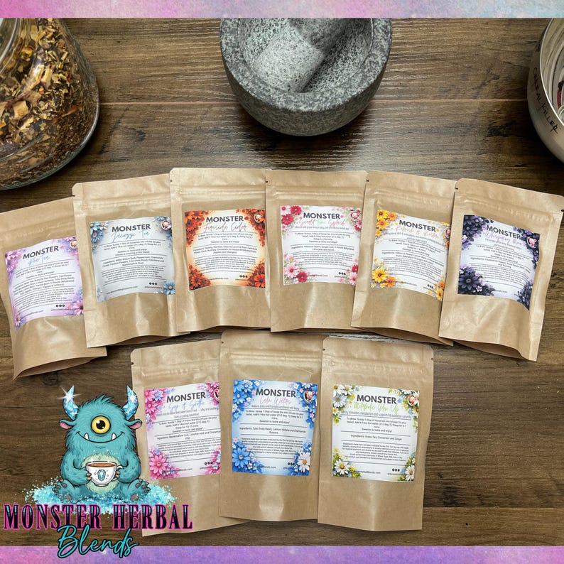 Monster Herbal Blends Tea Sampler Set! 9 Different and Totally Unique ...