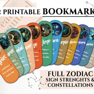 Printable Bookmarks Zodiac Bookmarks, Book Tracker Bookmark ...