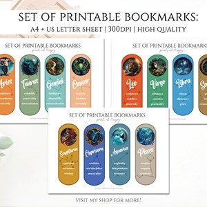 Printable Bookmarks Zodiac Bookmarks, Book Tracker Bookmark ...
