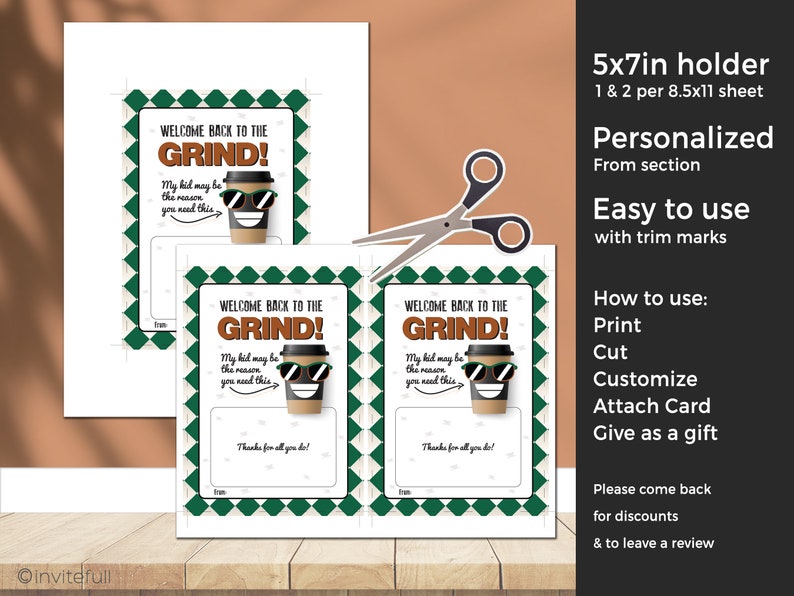 STARBUCKS Gift Card Holder for Teachers,printable Last Minute Teacher ...