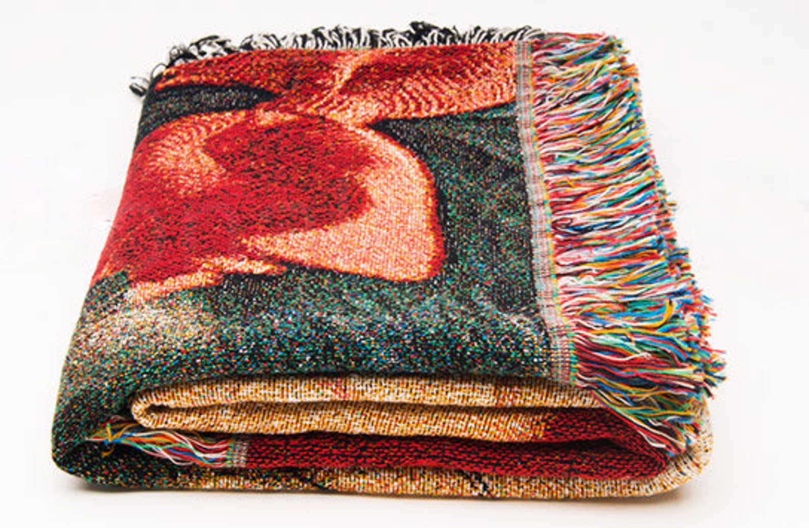 The Kiss Gustav Klimt Cotton Woven Throw Blanket Rug Bed | Etsy