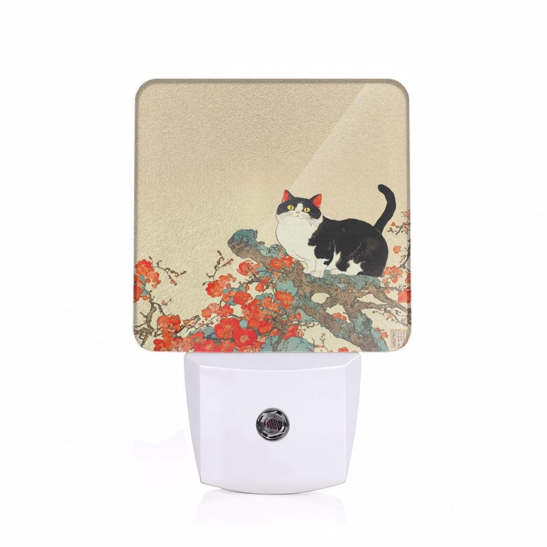 Japanese Bob Cat LED Night Light, Ukiyo-e Style Cat Lover Gift ...